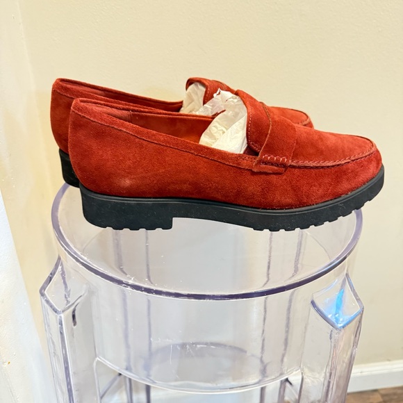 Clarks | Shoes | Clarks Womens Brick Red Suede Loafers | Poshmark